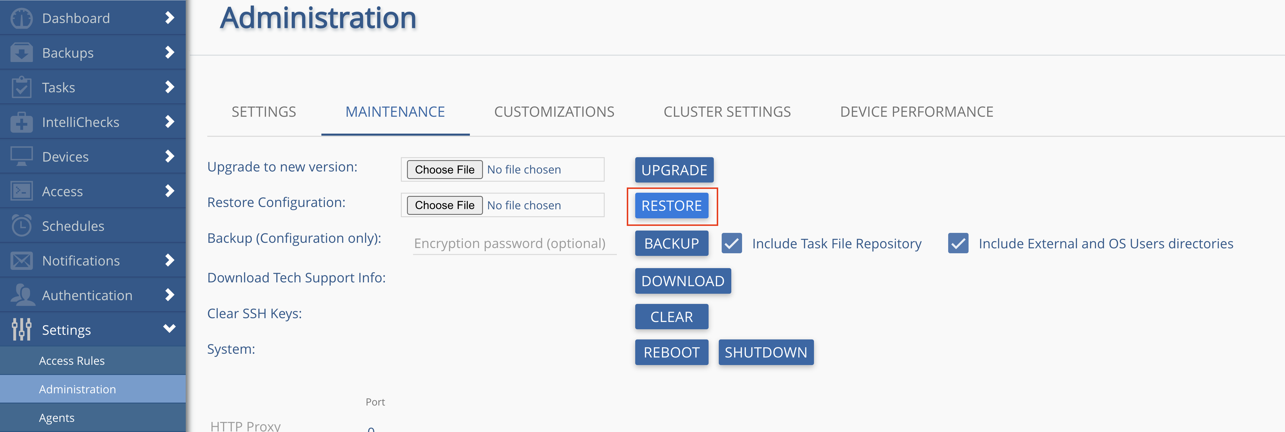 How to backup and restore your BackBox Configuration