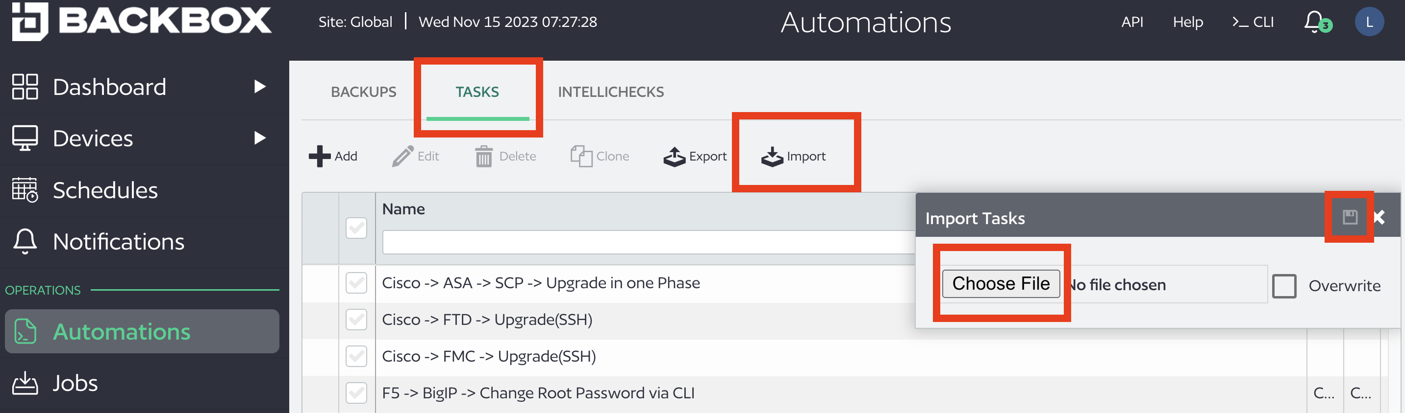 How to Export and Import Tasks
